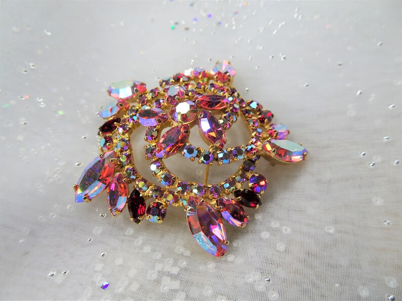 GORGEOUS Broochlarge Glittering PINK AB Rhinestone - Etsy