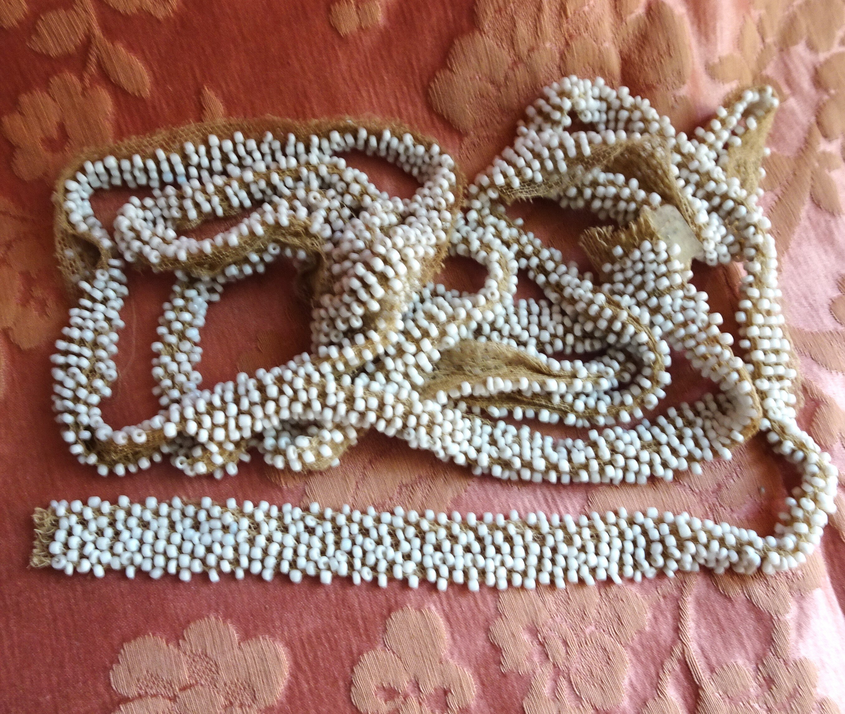 FRENCH Art Deco Flapper Era Beaded Trim Tiny White Beads on - Etsy