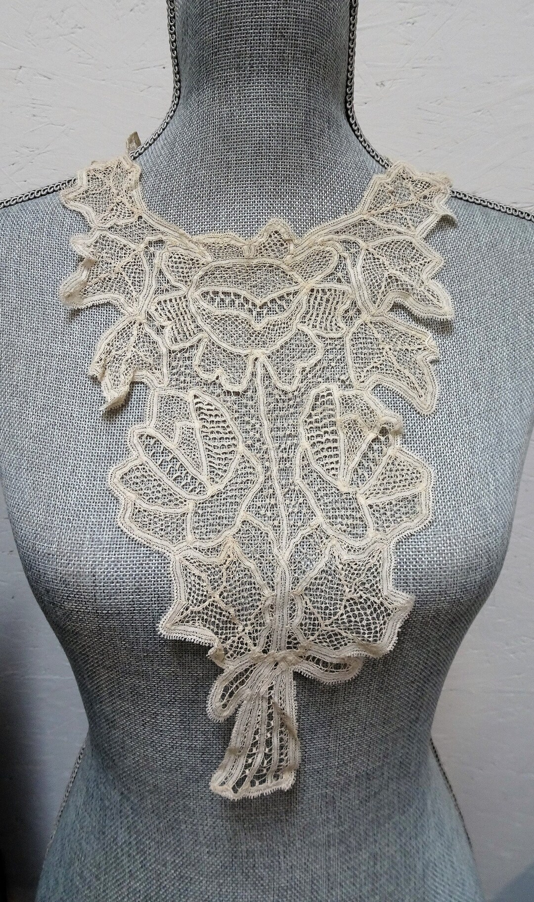 LOVELY Victorian French Lace High Neck Collar,hand Made Creamy White ...