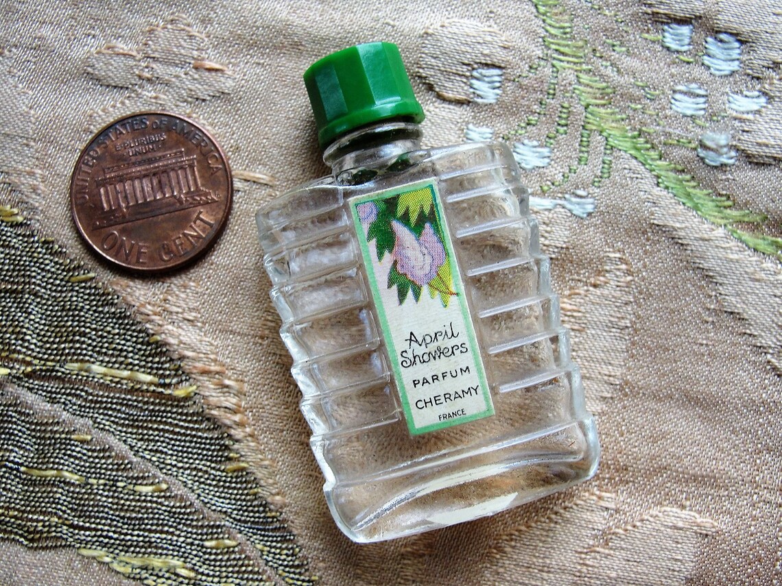 ART DECO Vintage Cheramy April Showers Parfum Bottle,stepped Deco Glass ...