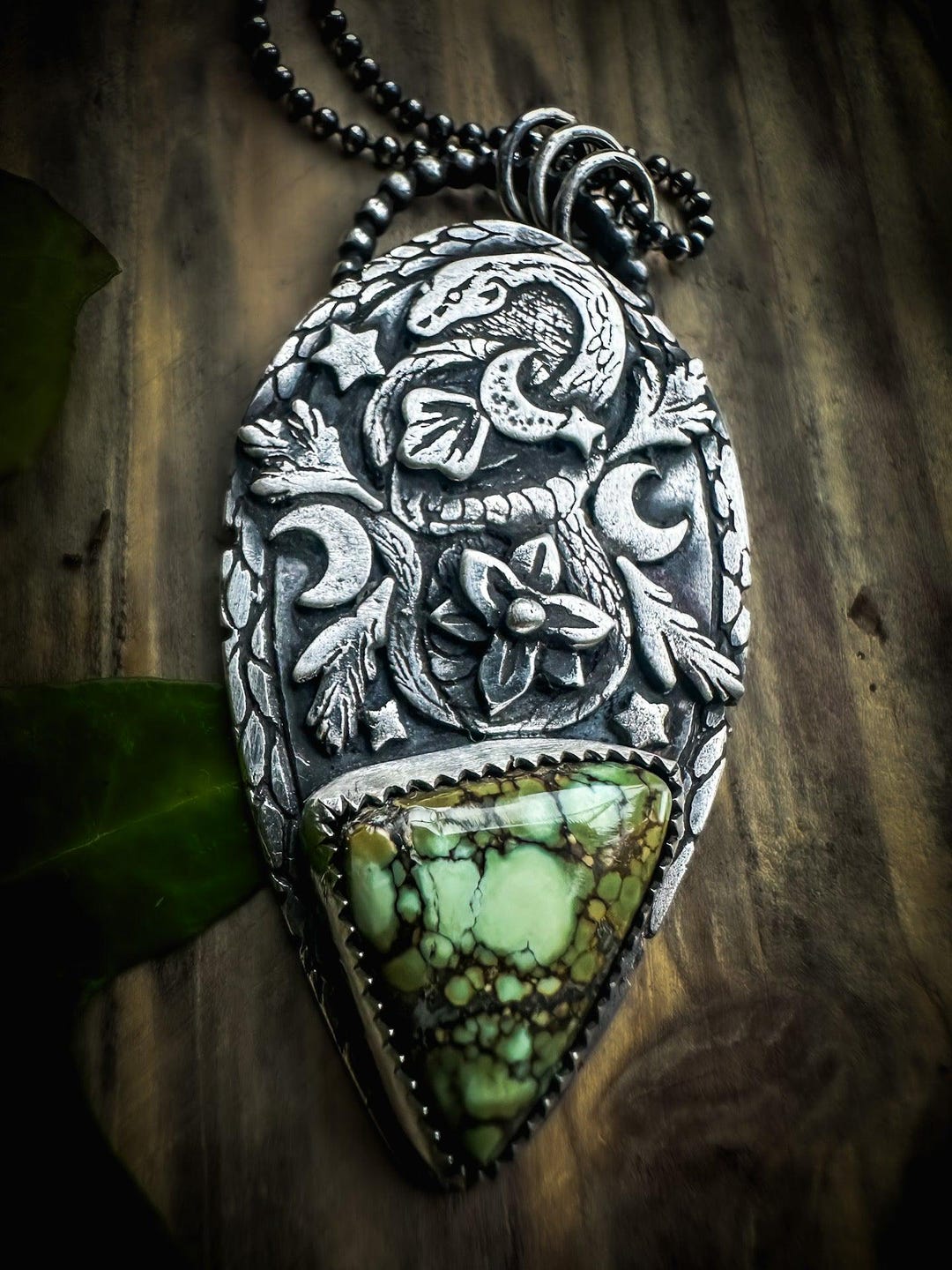 Silver Serpent Totem Pendant Mystical Snake Necklace With Damele ...
