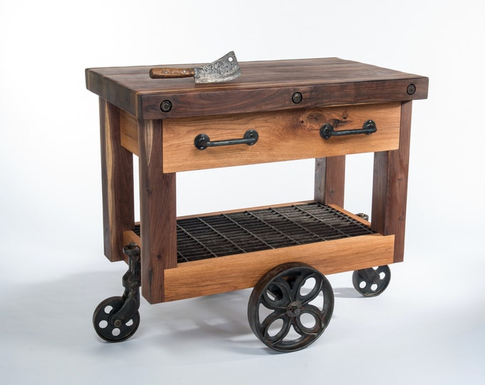 Lineberry Factory Cart Kitchen Island Butcher Block - Etsy