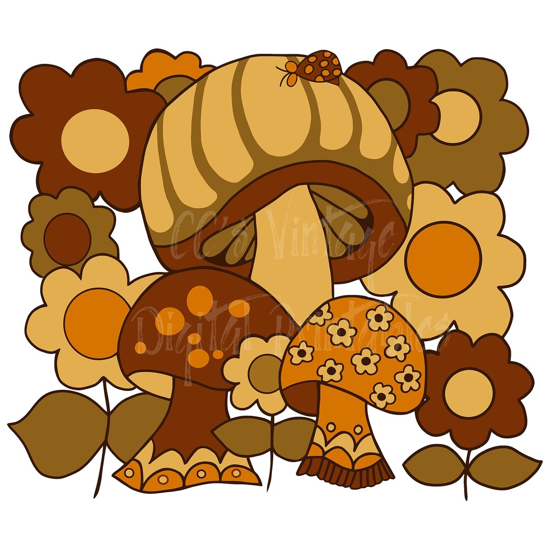 Groovy 70s Mushroom PNG: Retro Sublimation Design (digital Download) - Etsy