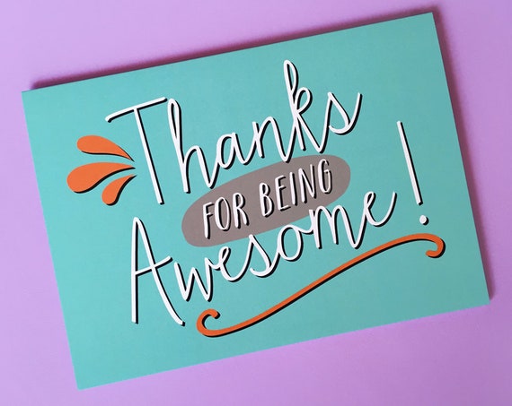 Thanks for Being Awesome Thank You and Gratitude Greeting Card | Etsy