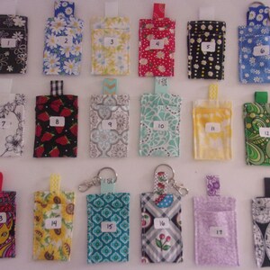 Chapstick / Lip Gloss Holders With Lobster Clasp - Fabric - 3 1/4" X 1 ...