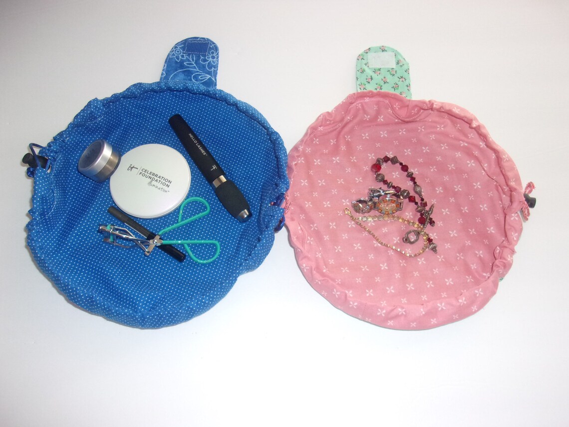 Drawstring Makeup Bag / Jewelry Bag / Travel Bag Round - Etsy