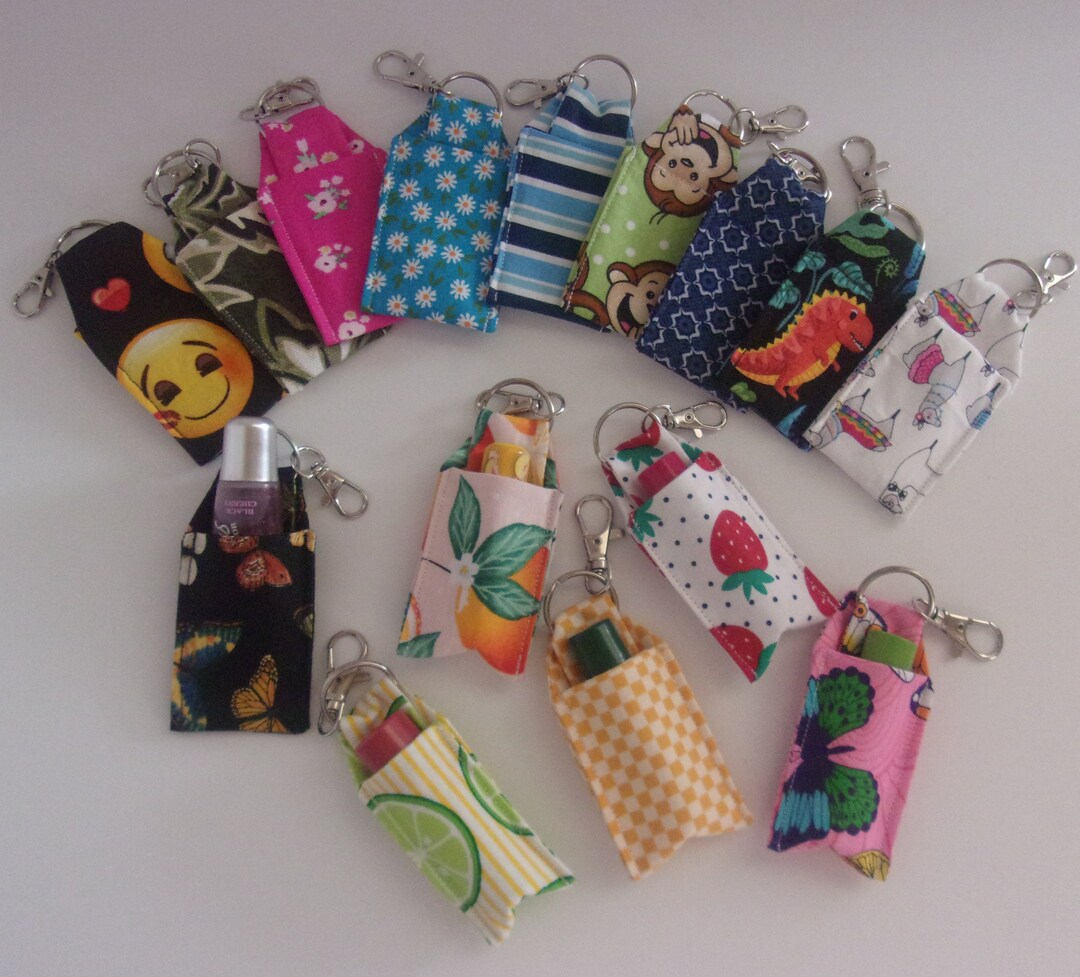 Chapstick Lip Balm Case Pouch With Lobster Clasp - Fabric - 3 5/8" X 1 ...