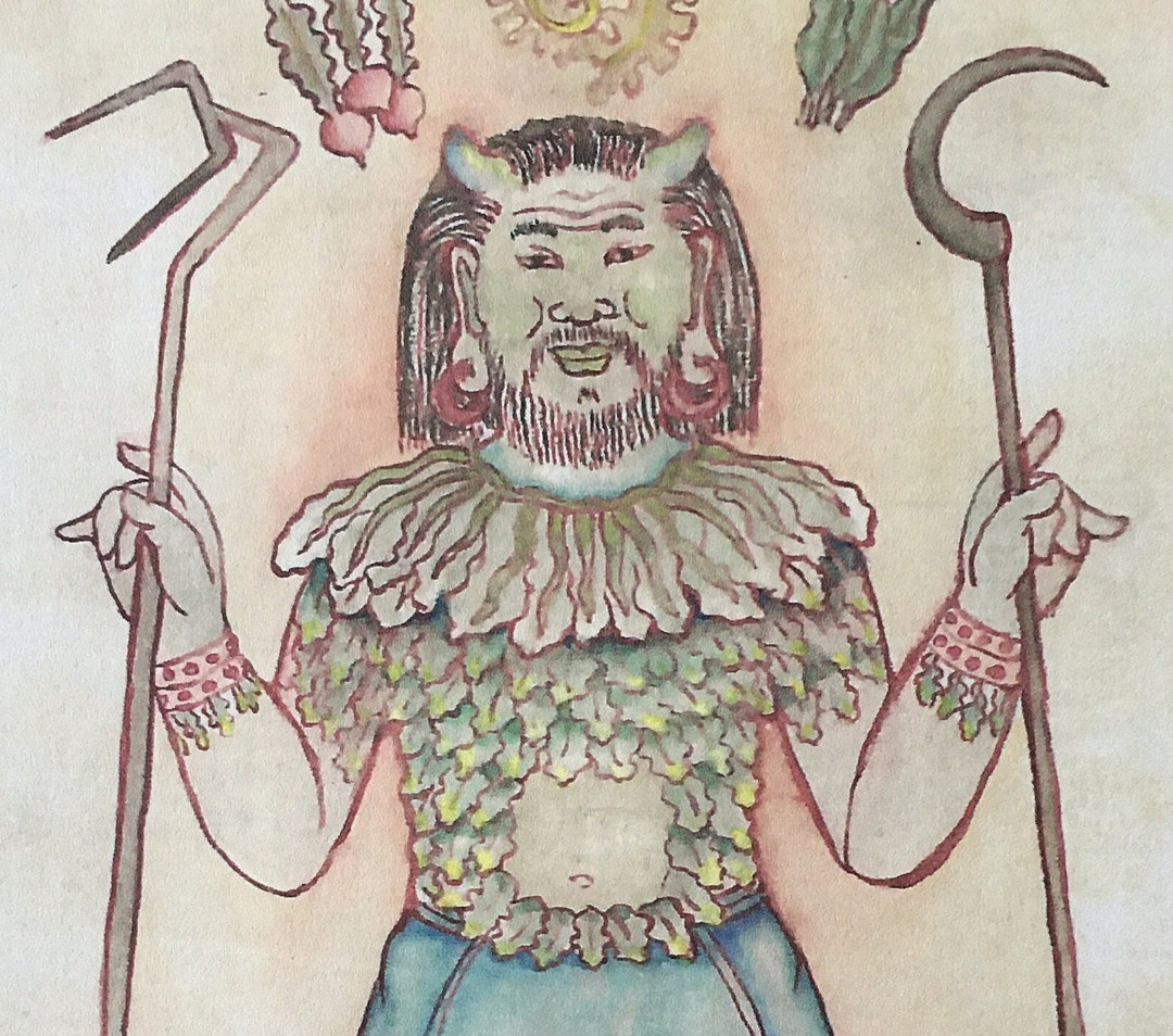 Shennong Chinese God of Farming Herbs Herbology Shen Nong, Asian Spirit ...