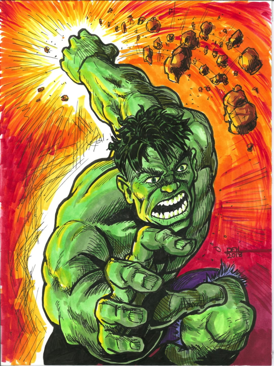The Incredible Hulk Smash Drawings