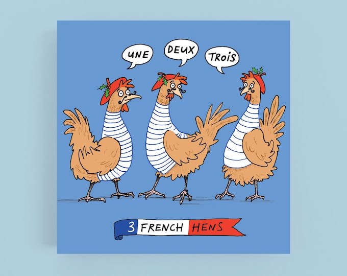Three French Hens Christmas Cards*greeting Card*festive Pun ...