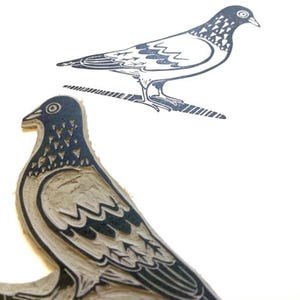 Pigeon Linocut Print - Handmade - Bird Art - Relief Print - Printmaking ...