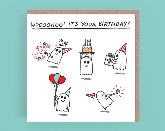 Cute Halloween Ghost Birthday Card Halloween Birthday Card - Etsy