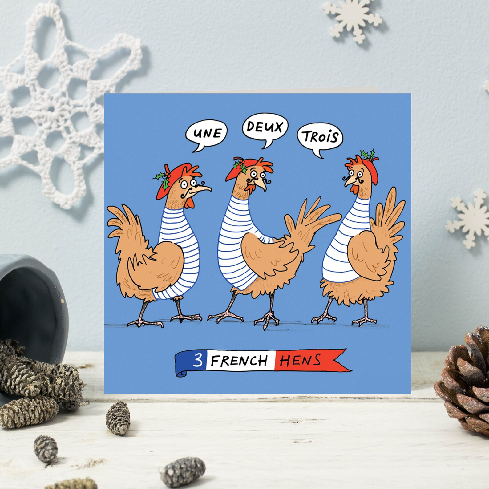 Three French Hens Christmas Cards*greeting Card*festive Pun ...