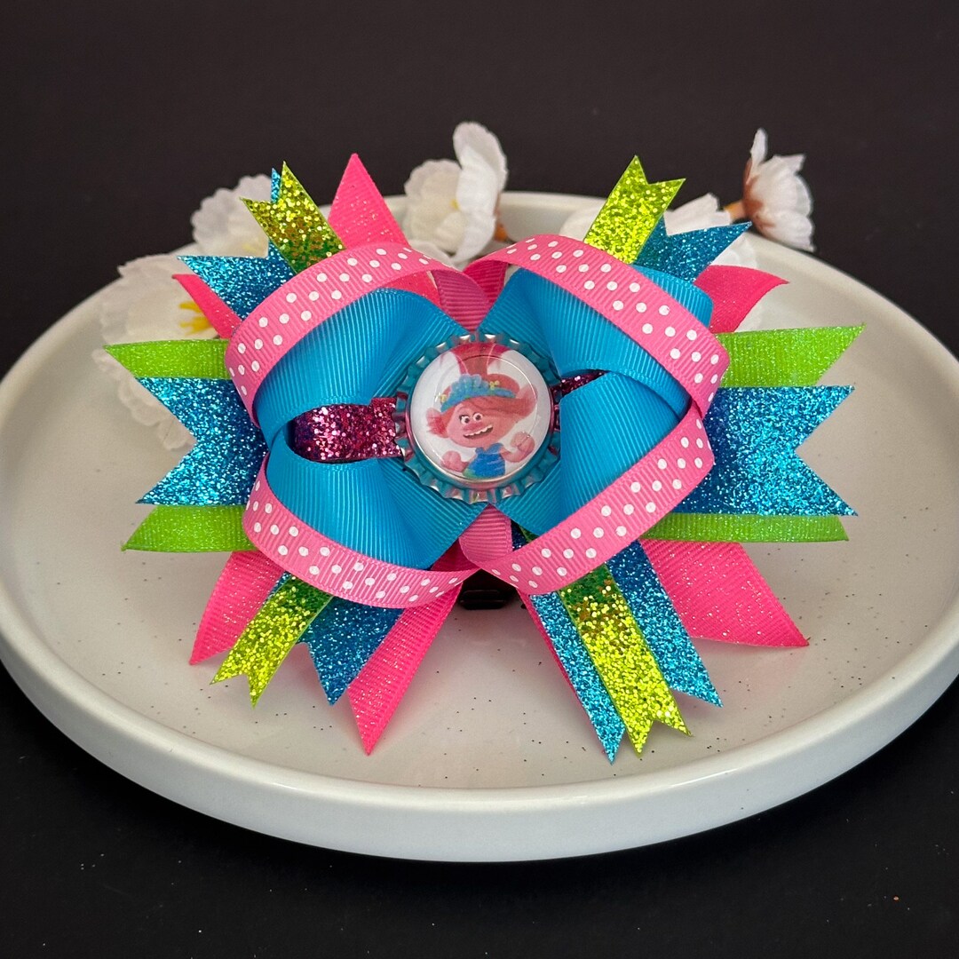 Trolls Poppy Branch Barb world Tour Viva Band Together Sparkle Bow With ...