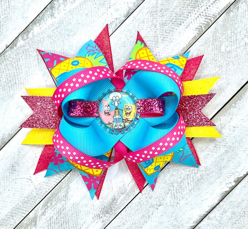 Spongebob Sparkle Bow With Bottle Cap - Etsy