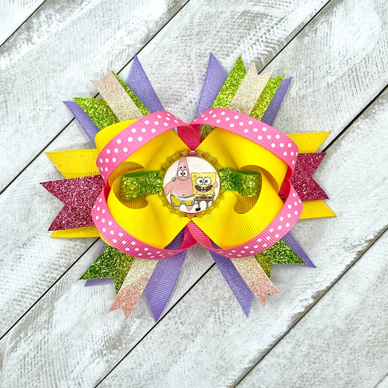 Spongebob Sparkle Bow With Bottle Cap - Etsy