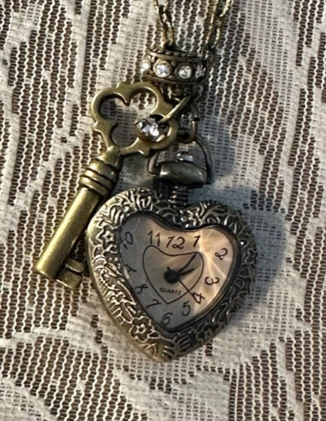 Pocket Watch Necklace, Heart Shaped. - Etsy