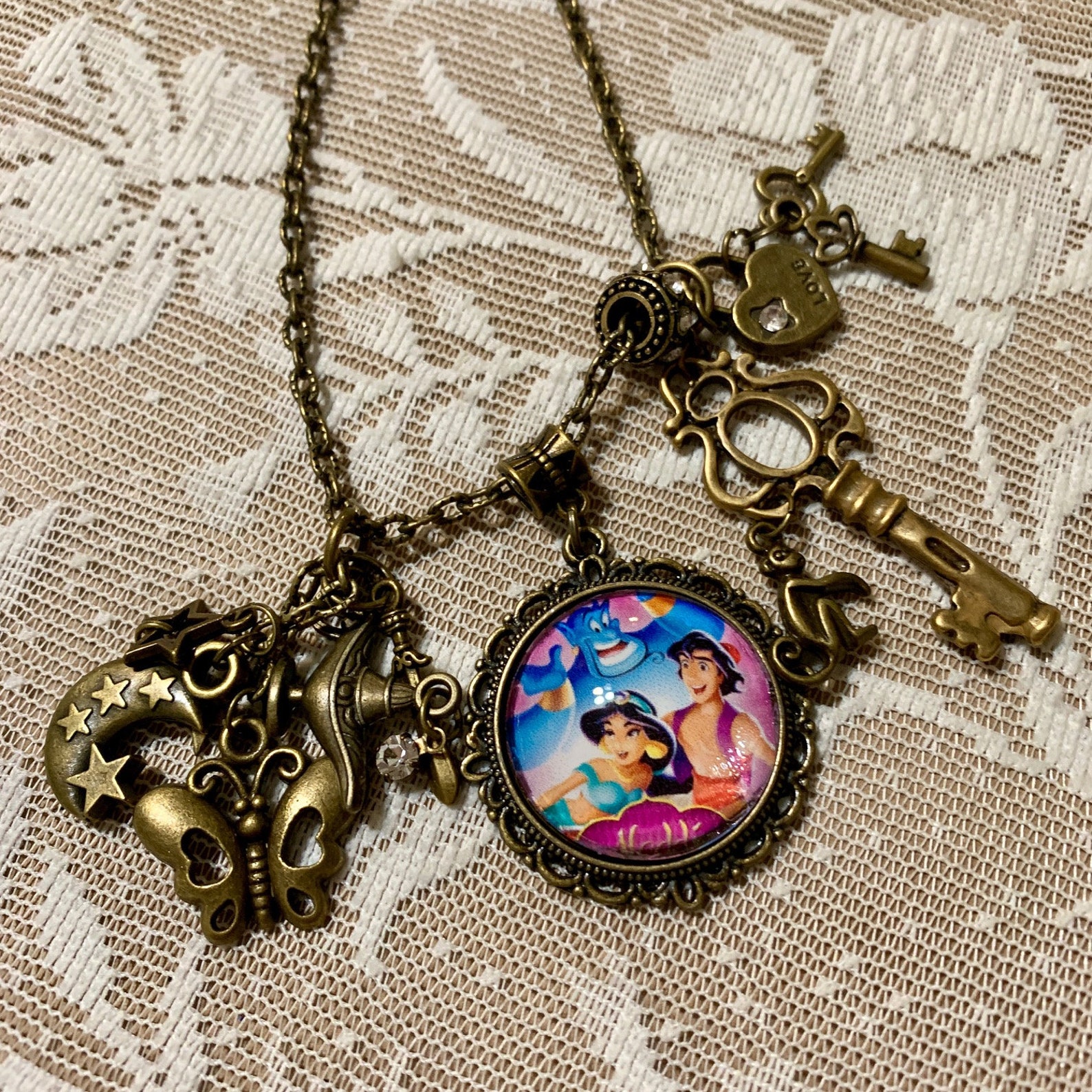 Charm Pendant Necklace Featuring Aladdin. | Etsy