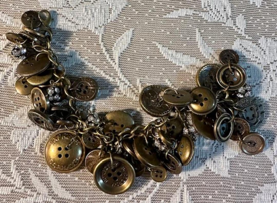 Gold Tone, Button Bracelet. - Etsy