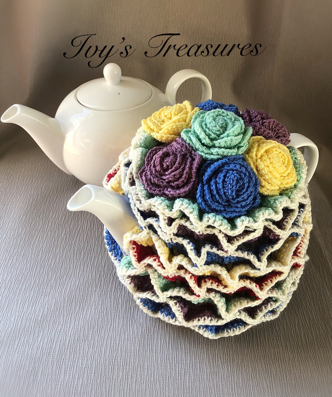 Crochet Tea Cosy, Rose Tea Cosy, Ann’s Tea Cosy Collection, Coral Tea ...