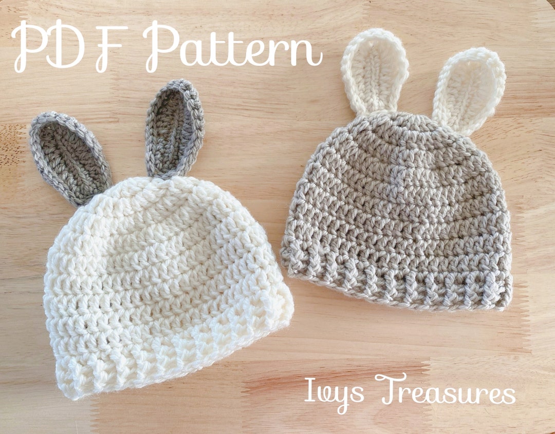 Crochet Pattern, Baby Beanie Rabbit Bunny Ears | Beenie | Woolly Hat ...