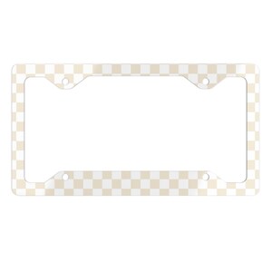 Beige Checker License Plate Frame - Etsy