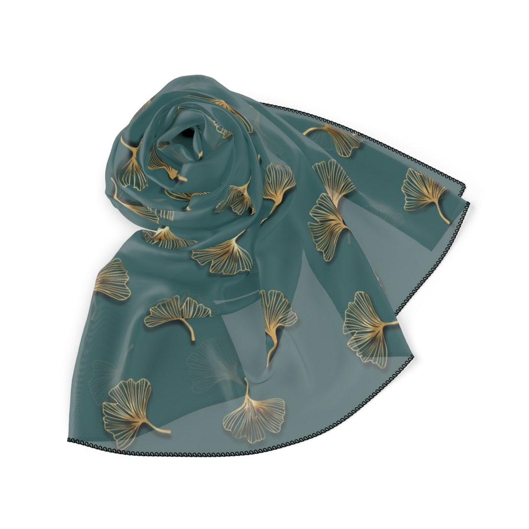 Teal Ginkgo Leaf Scarf - Etsy