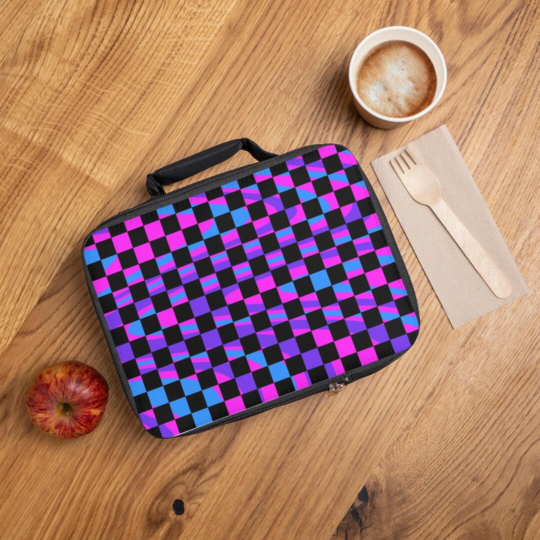 Swirl & Checkerboard Lunch Bag, Insulated Lunchbox - Etsy