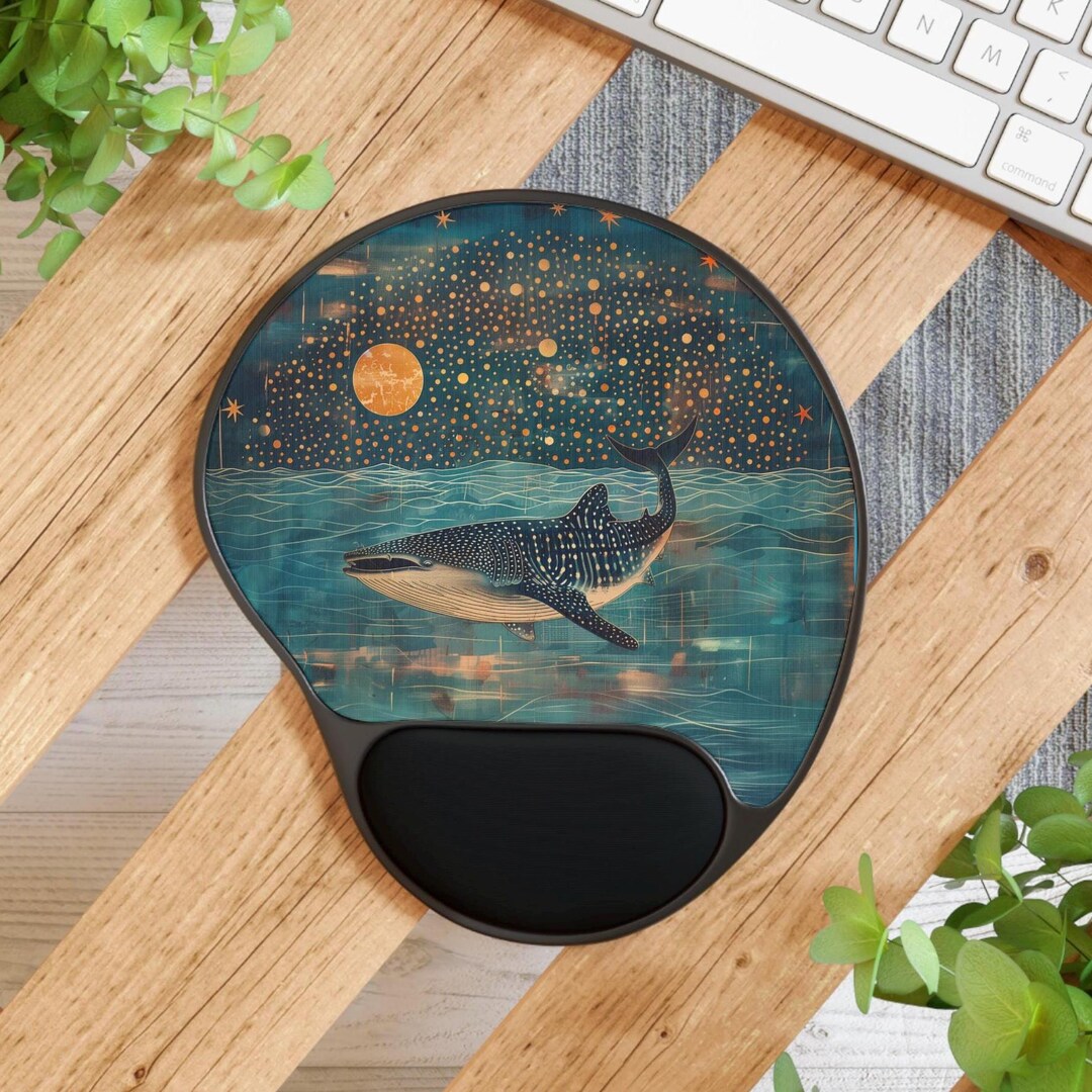 Whale Shark & Stars Mousepad With Wrist Rest, Ergonomic - Etsy