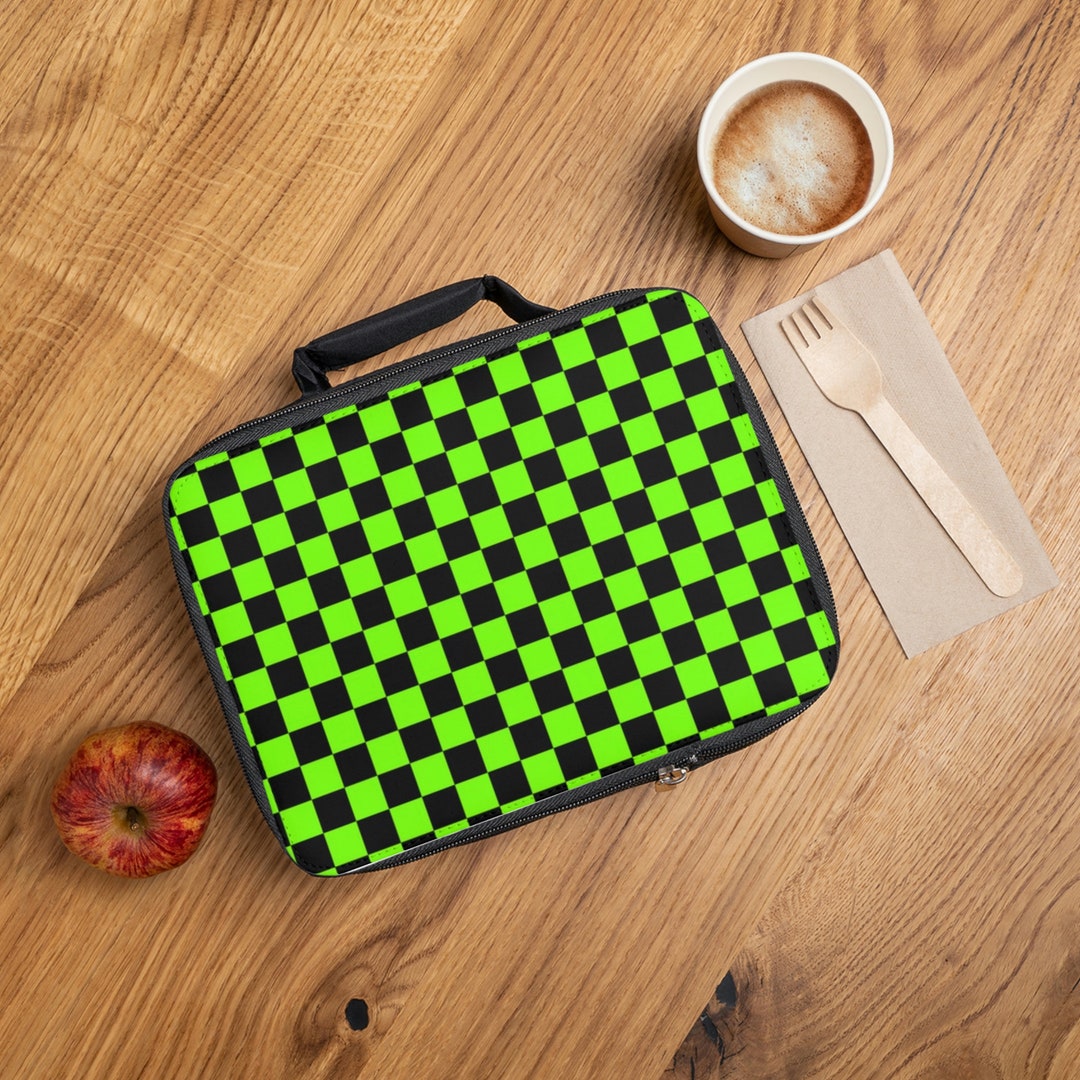 Green Checkerboard Lunch Bag, Insulated Cooler Bag - Etsy
