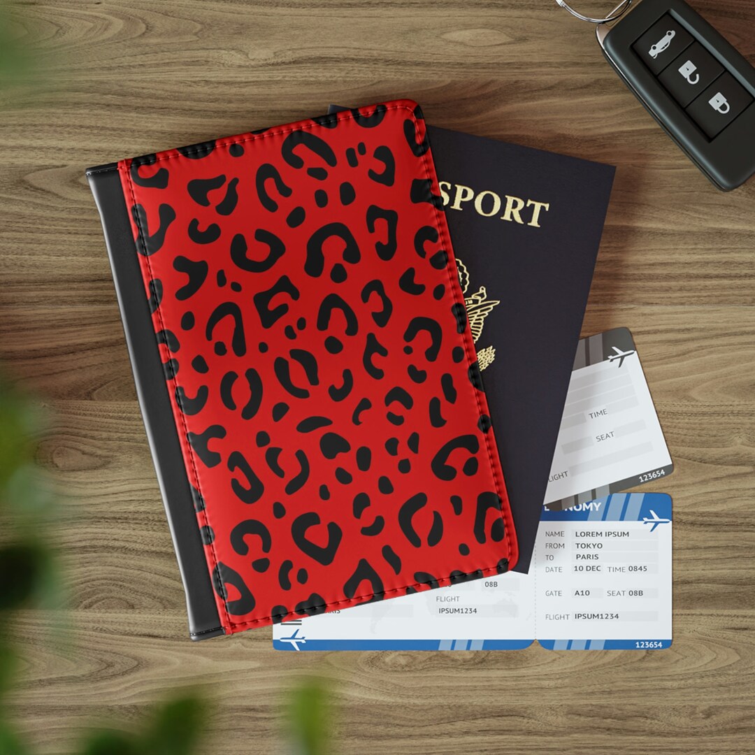 Red Leopard Print Passport Cover, Faux Leather Passport Holder - Etsy