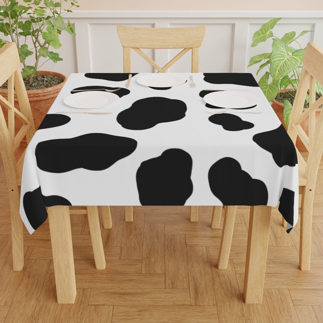 Cow Print Square Tablecloth - Etsy