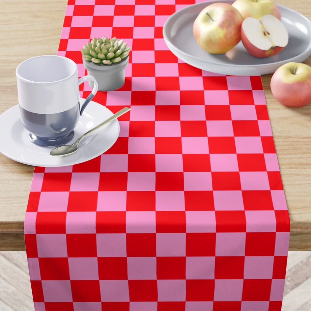 Pink & Red Checker Table Runner - Etsy