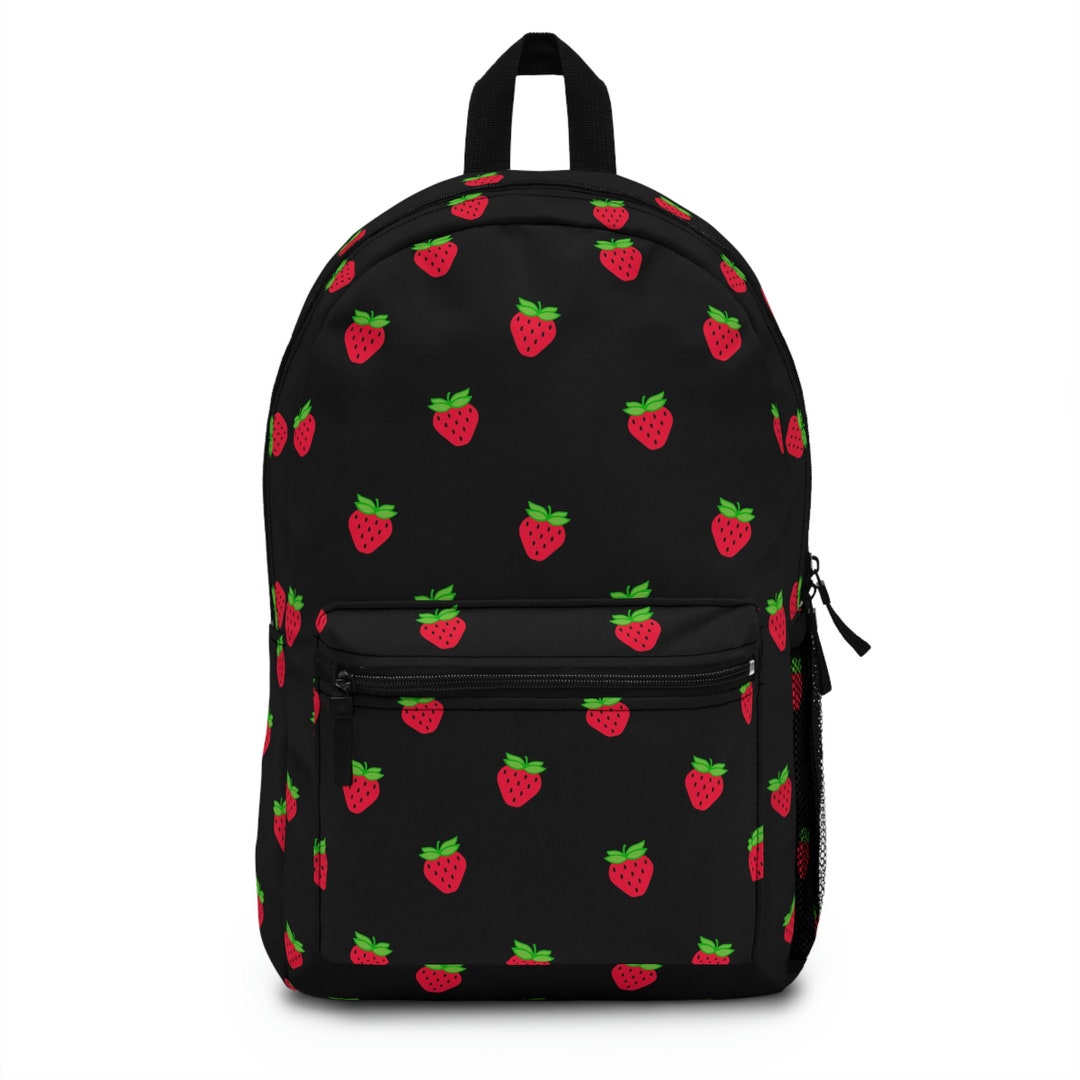 Strawberry Backpack, Full-sized Backpack W/water Bottle Pocket - Etsy