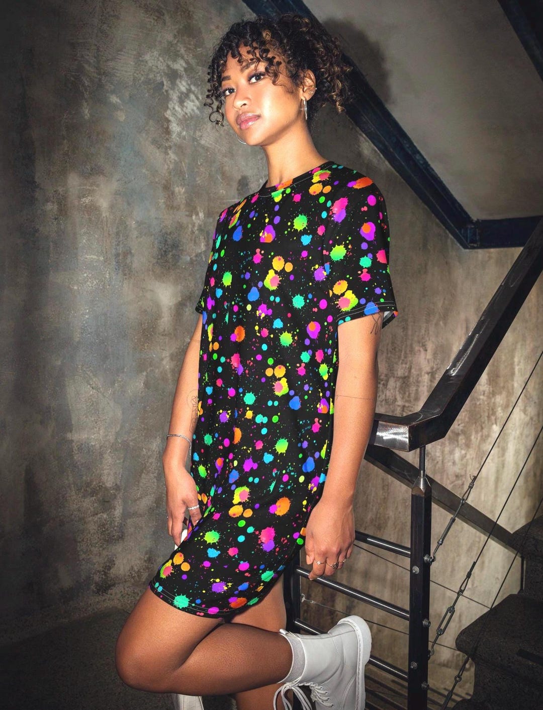 Neon Paint Splatter T-shirt Dress - Etsy