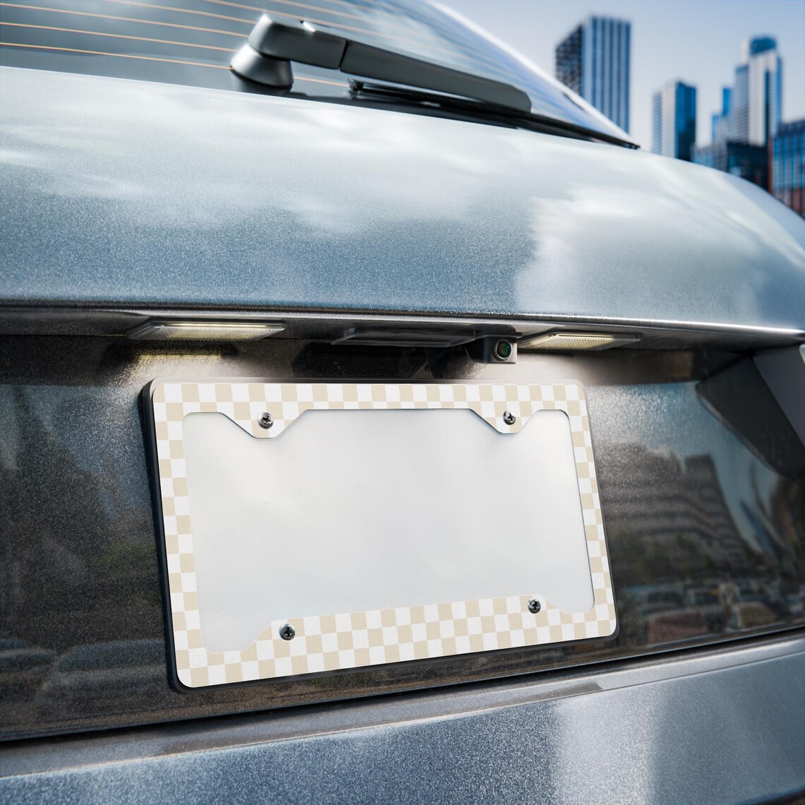 Beige Checker License Plate Frame - Etsy