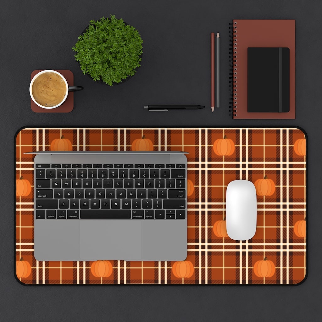 Pumpkin & Plaid Desk Mat Mousepad | Etsy