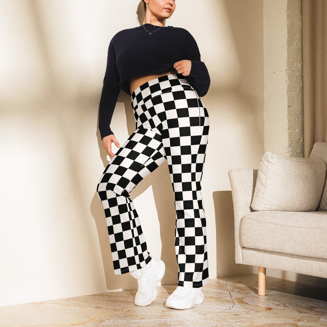 Checker Flare Leggings - Etsy