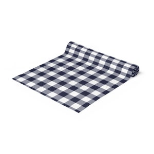 Navy Gingham Table Runner - Etsy