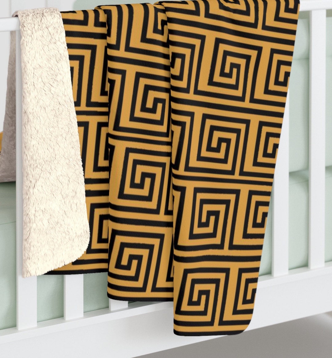 Greek Key Sherpa & Fleece Blanket, Art Deco Home Decor - Etsy