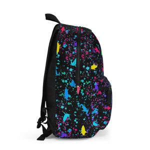 Neon Shark Backpack, Full-sized Backpack W/water Bottle Pocket - Etsy
