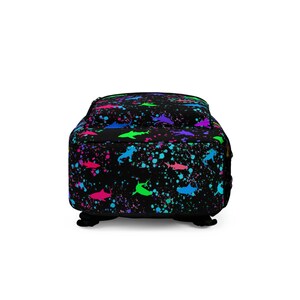 Neon Shark Backpack, Full-sized Backpack W/water Bottle Pocket - Etsy