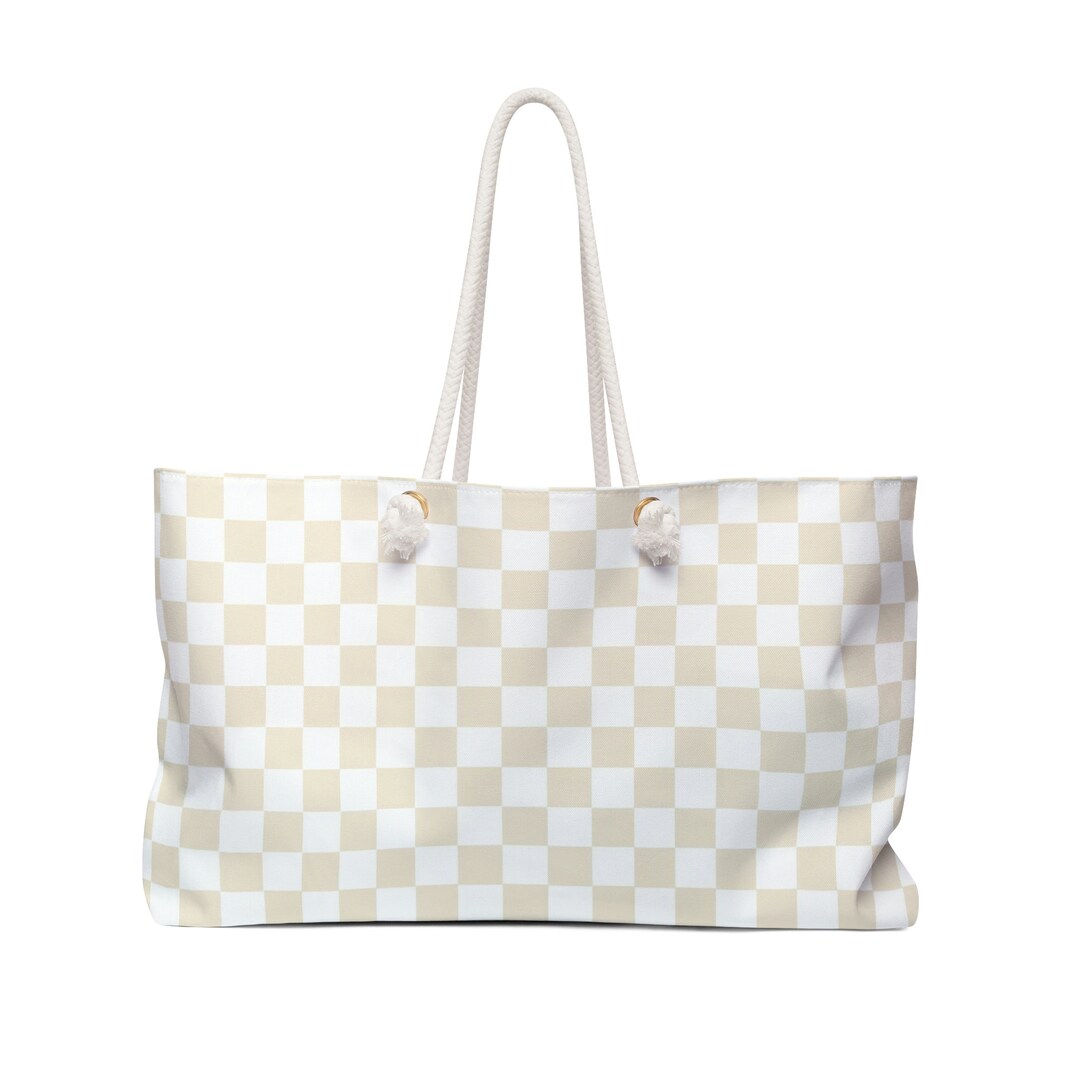 Beige Checkerboard Large Tote Shopping Bag Beach Bag - Etsy