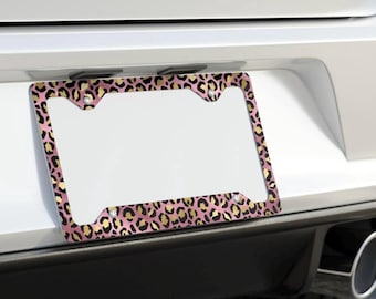 Pink Leopard Print License Plate Frame, Leopard Car Accessories ...