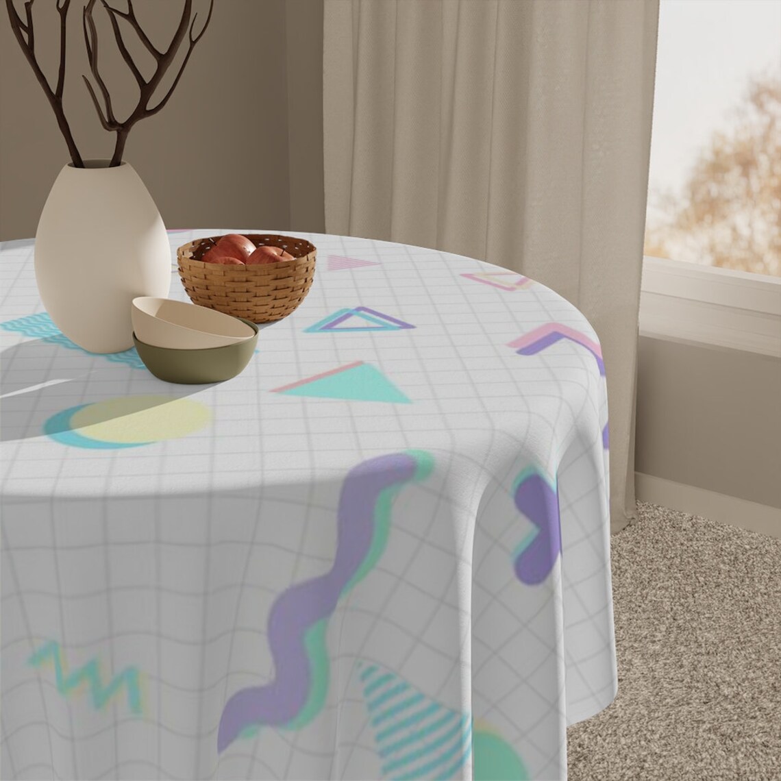 Retro Shapes Square Table Cloth - Etsy