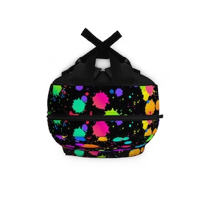 Neon Paint Splatter Backpack, Full-sized With Water Bottle Pocket - Etsy