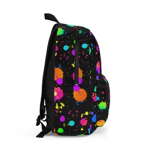 Neon Paint Splatter Backpack, Full-sized With Water Bottle Pocket - Etsy
