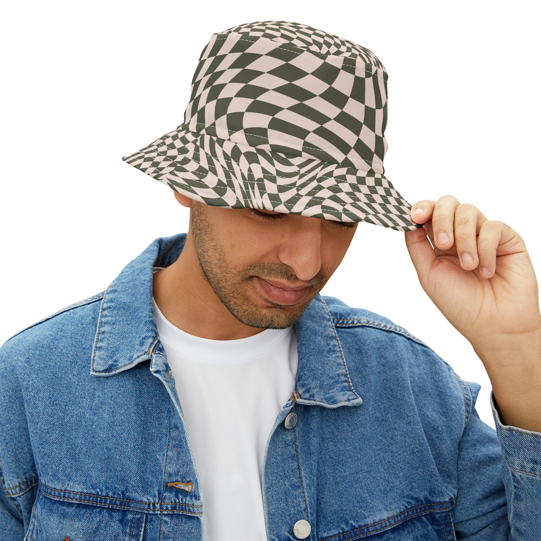 Olive Checker Bucket Hat - Etsy