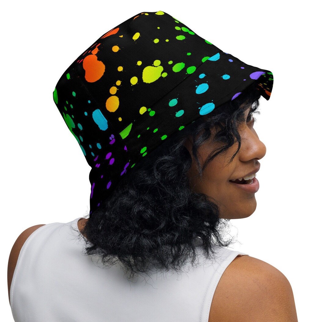 Paint Splatter Reversible Bucket Hat - Etsy