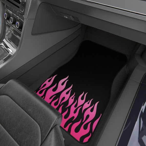 Pink and black car mats store